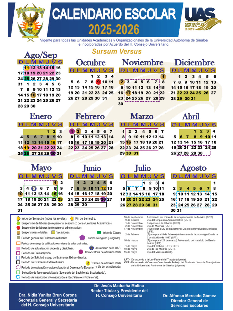 Calendario Escolar UAS 2025-2026 | PDF