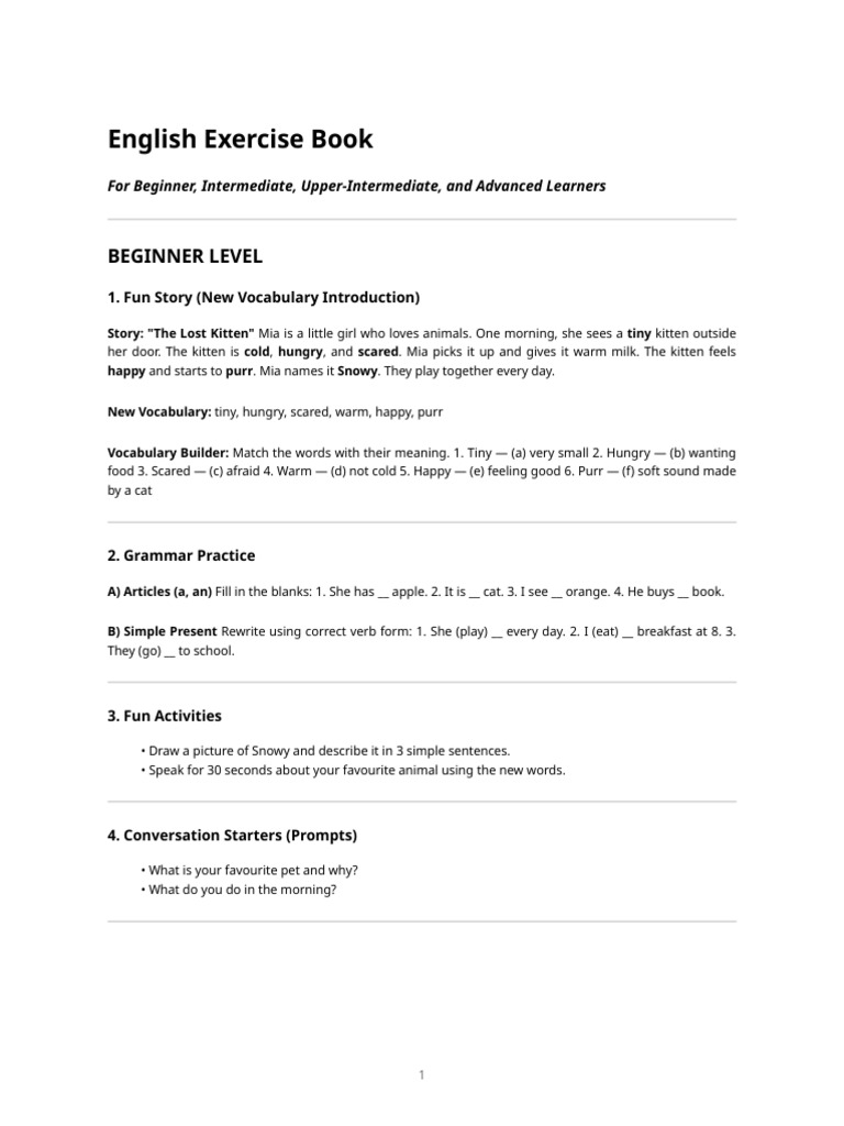 Comprehensive English Exercise Workbook | PDF | Vocabulary | Sentence ...