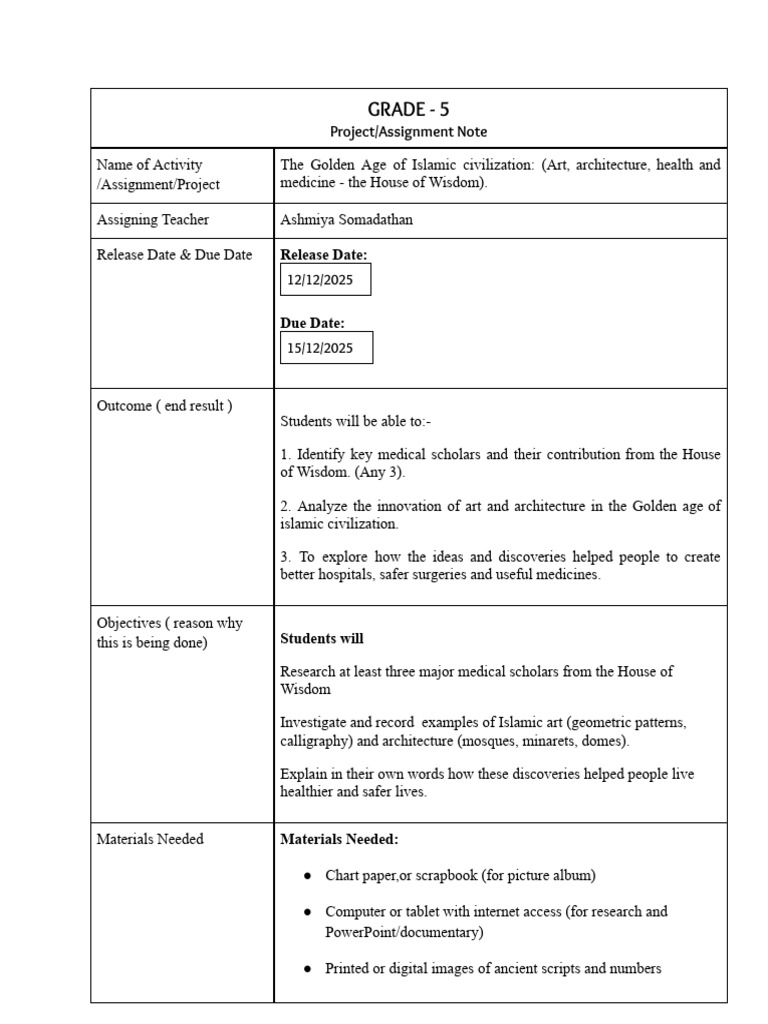 Grade 5-Research and innovation - Term 2 - 2025-26.docx | PDF