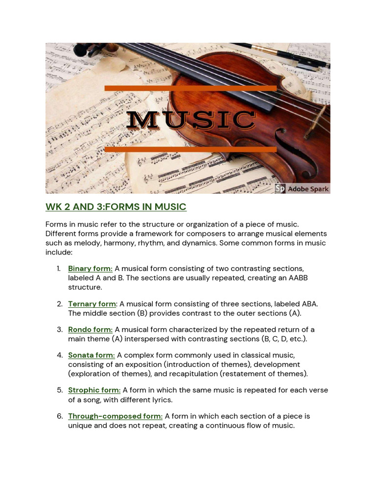 Wk 2 and 3 Forms in Music | PDF