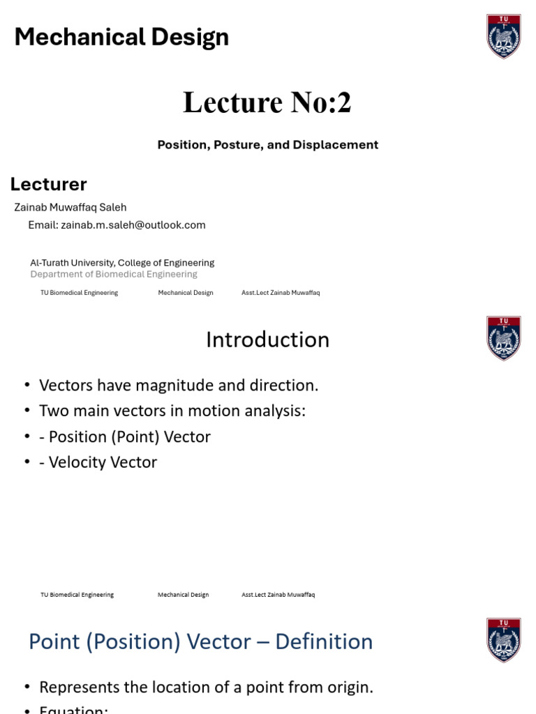 Mechanical Design - Lec1[2] (3) | PDF | Velocity | Euclidean Vector
