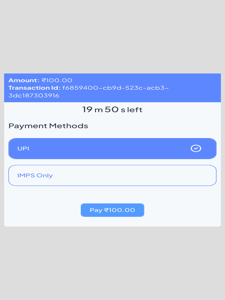 ₹100 Payment Transaction Details | PDF