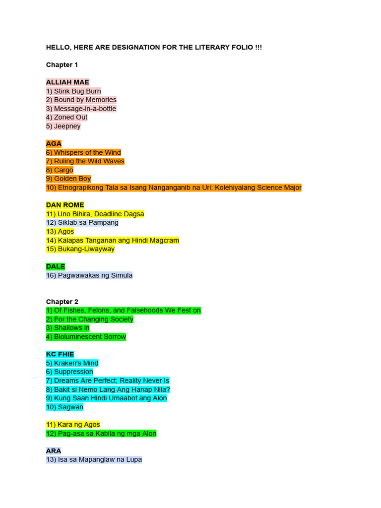 Literary Folio Designation Layout | PDF