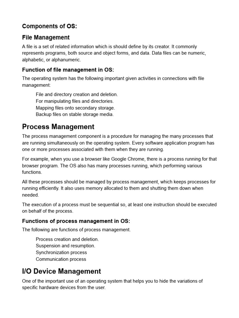 OS Components.docx | PDF | Computer Data Storage | Operating System