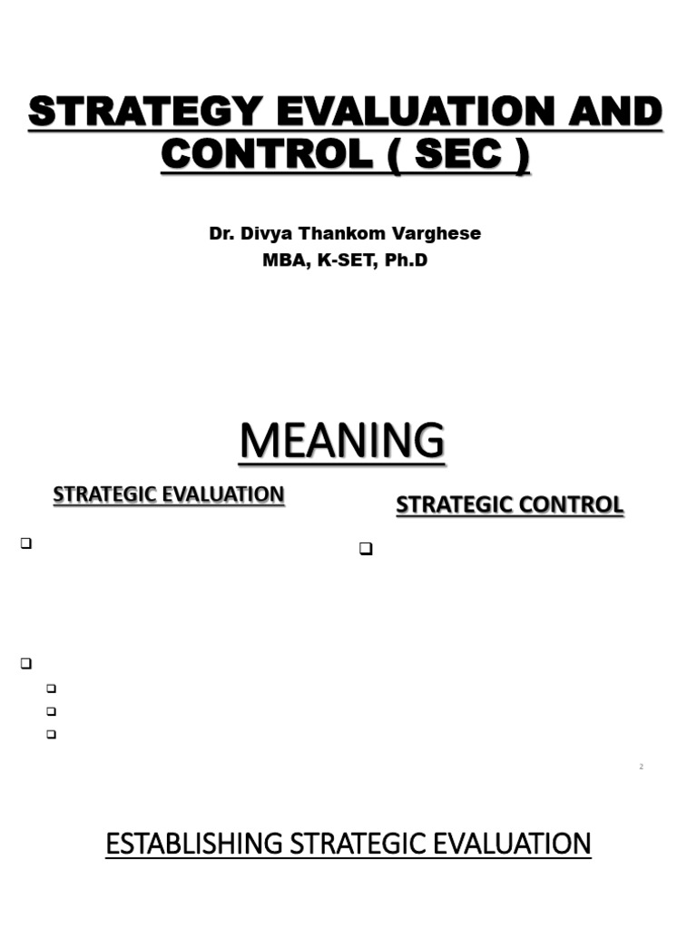 Strategic Evaluation and Control.pptx | PDF | Evaluation | Business