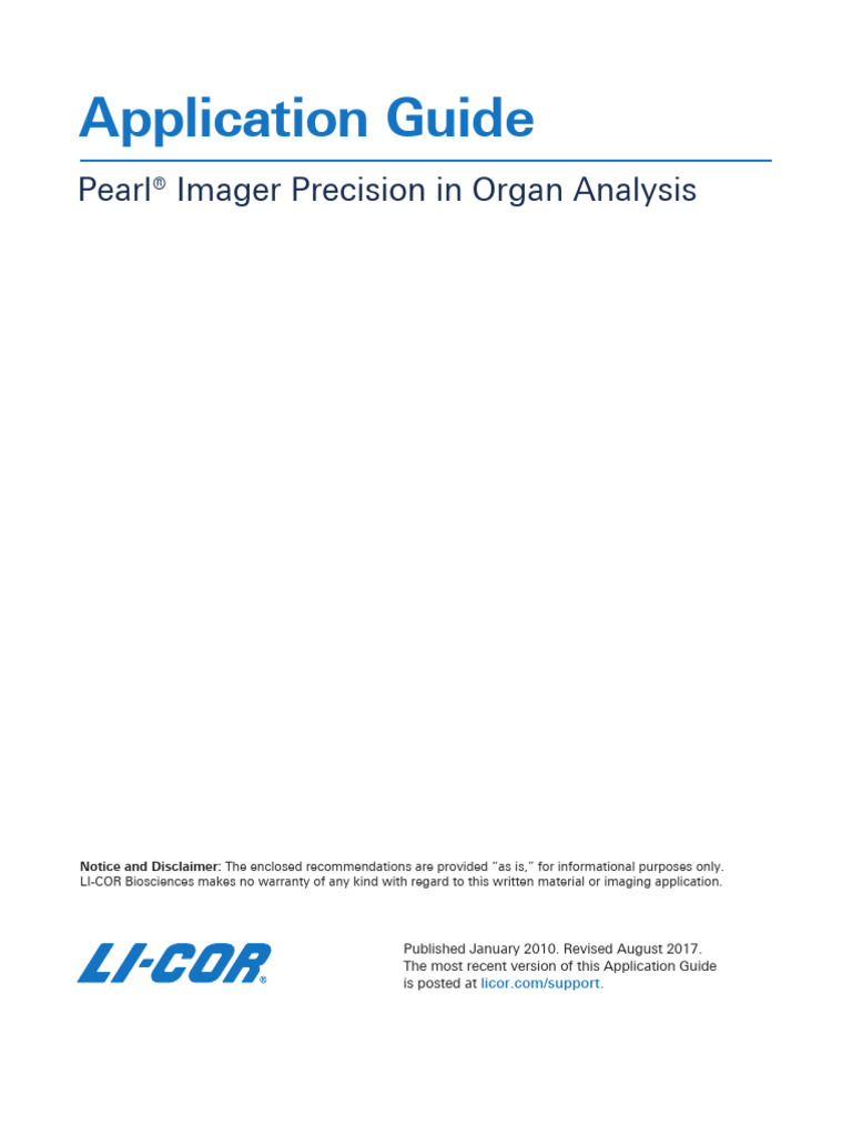 Pearl Imager Organ Analysis Guide | PDF | Fluorescence | Brain