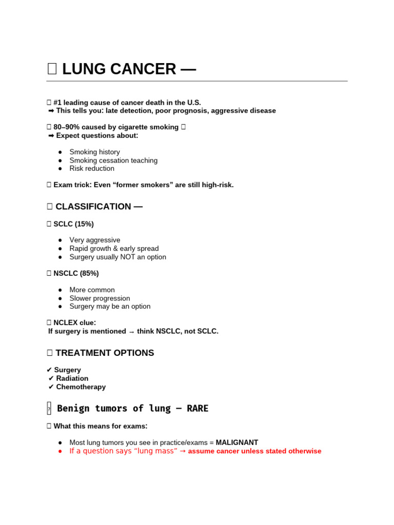 Lung Cancer Overview and Nursing Insights | PDF | Lung Cancer | Lung