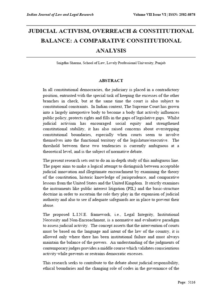 Judicial Activism vs. Overreach in India | PDF | Separation Of Powers ...