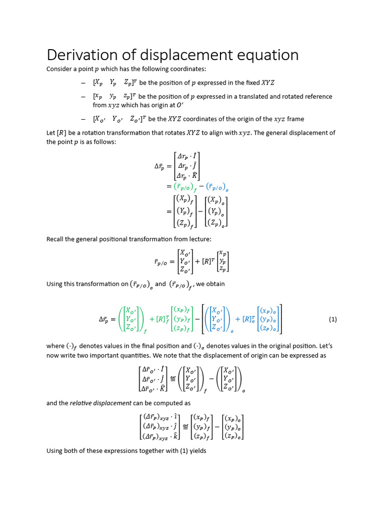 Displacement Equation Derivation | PDF | Equations | Physics
