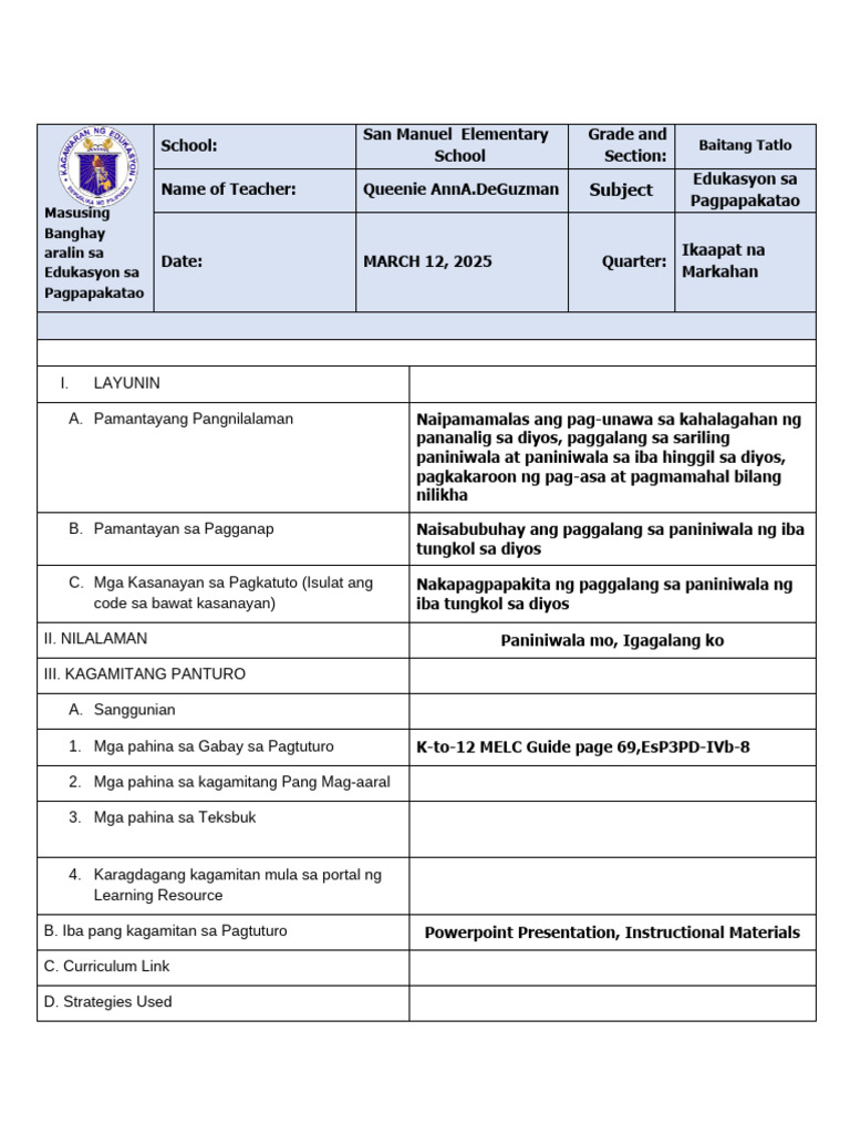 DETAILED LESSON PLAN IN (3) | PDF