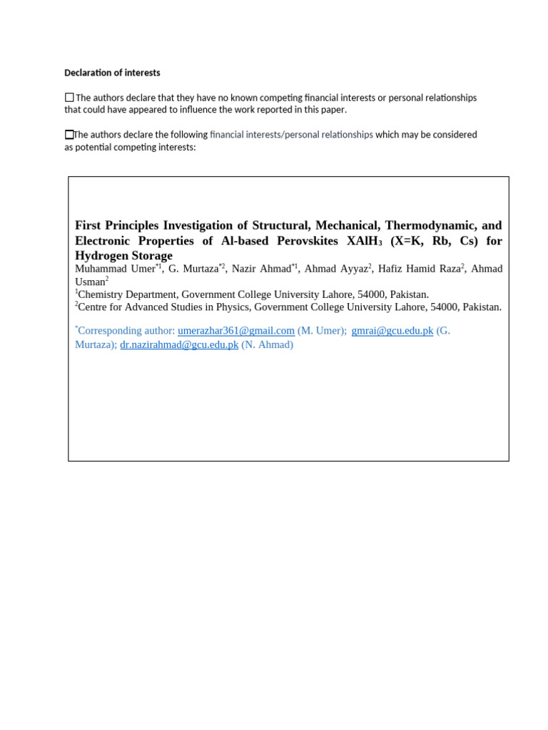 Declaration of Competing Interests | PDF