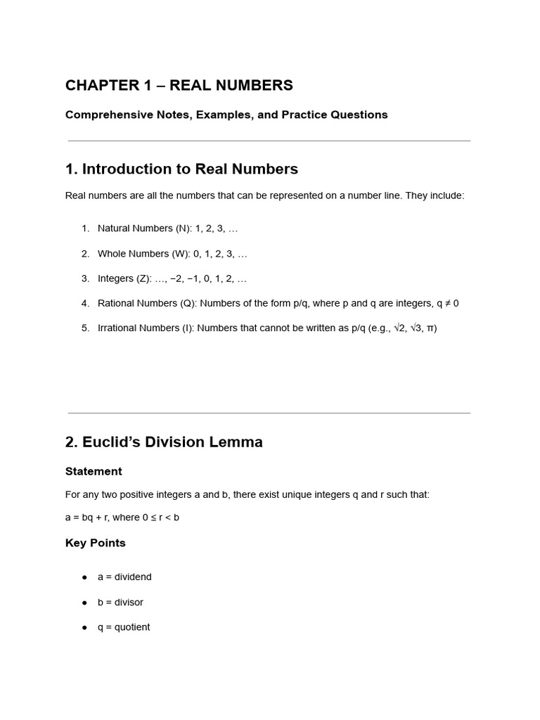 Chapter 1 Maths | PDF | Numbers | Real Number