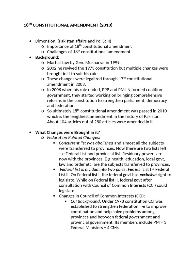 18th Constitutional Amendment (1) | PDF | Parliament Of Pakistan ...