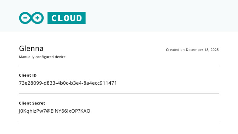 Arduino Device Secret Key | PDF