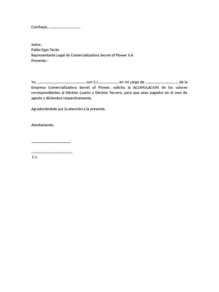 Modelo AcumulaciÃ³n dÃ©cimos | PDF