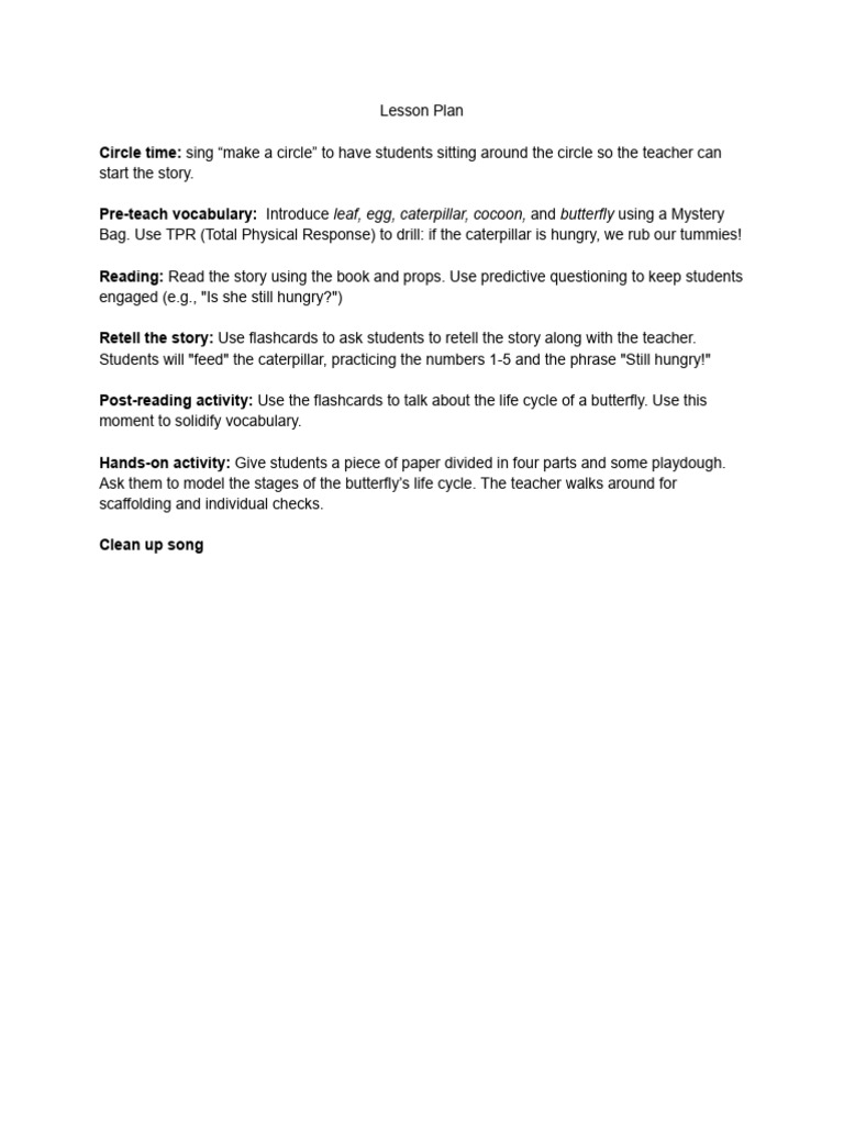 Engaging Butterfly Life Cycle Lesson Plan | PDF