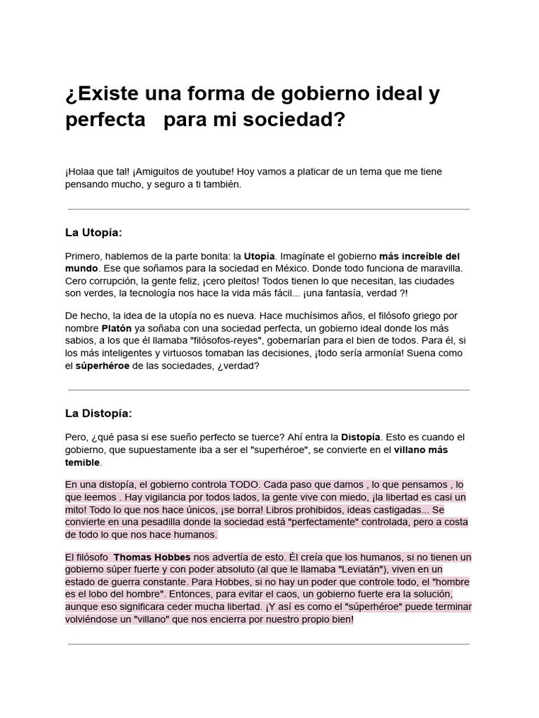 Un gobierno ideal | PDF | Gobierno | Democracia