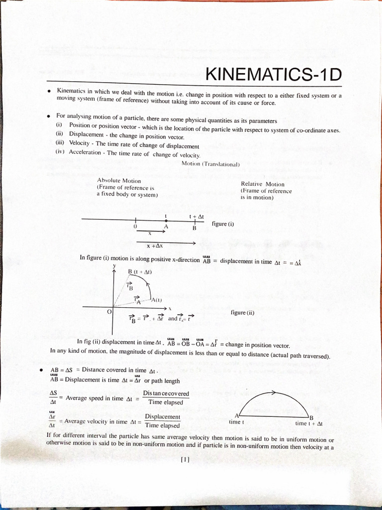 Kinematics 1d | PDF