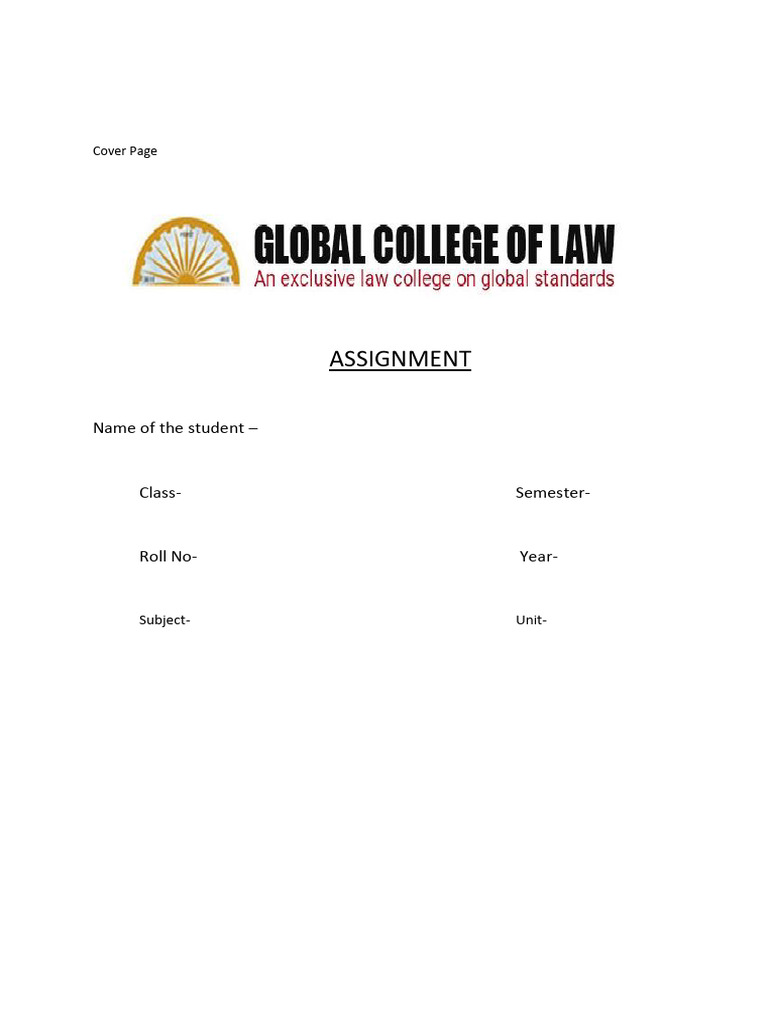 College Assignment Cover Page Template | PDF