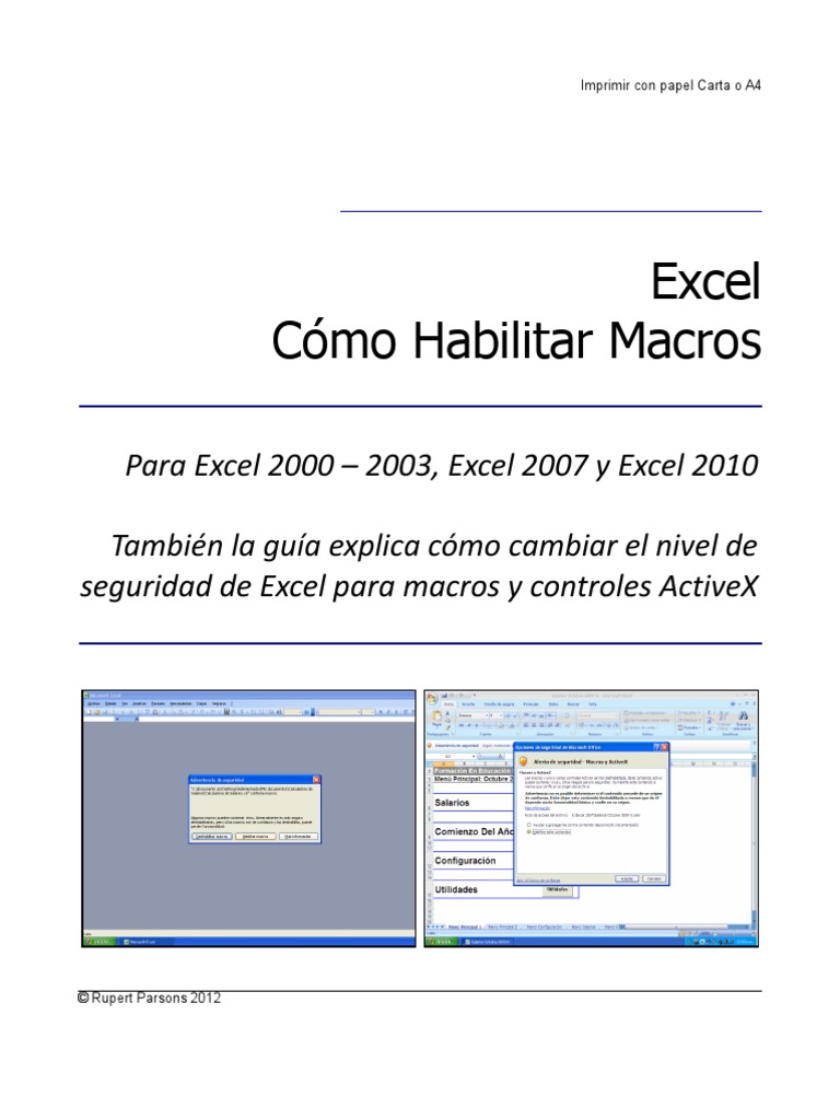 Cómo Habilitar Macros (Excel) | PDF | Macro (informática) | Microsoft Excel
