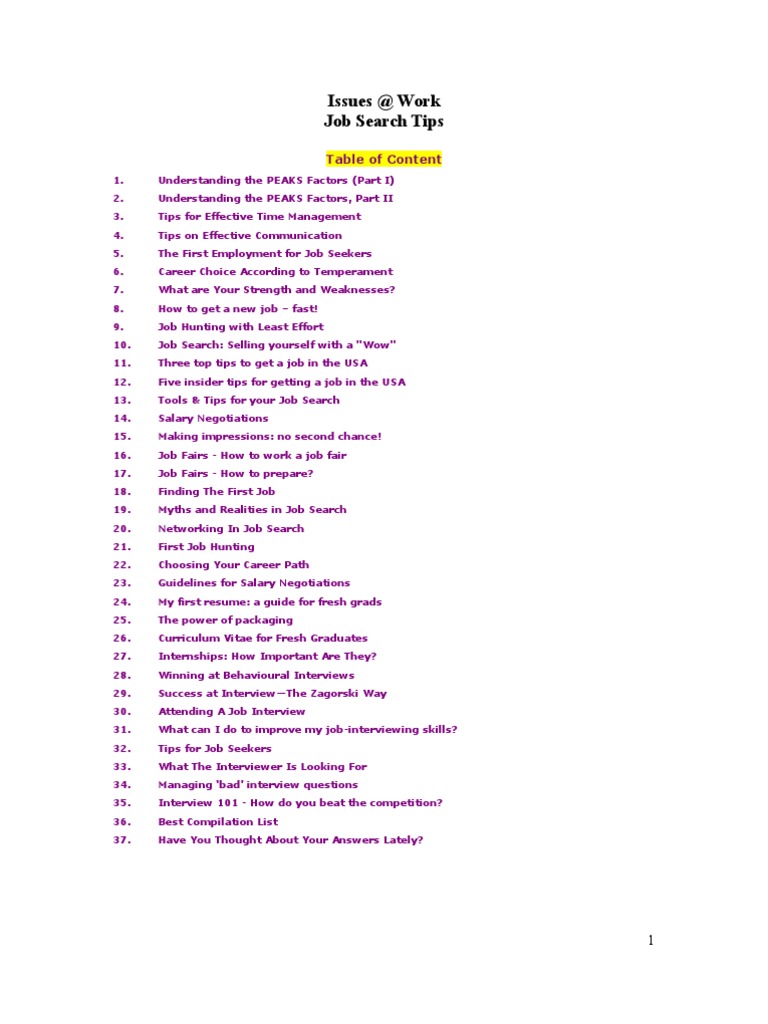 Job Search Tips | PDF | Résumé | Work–Life Balance