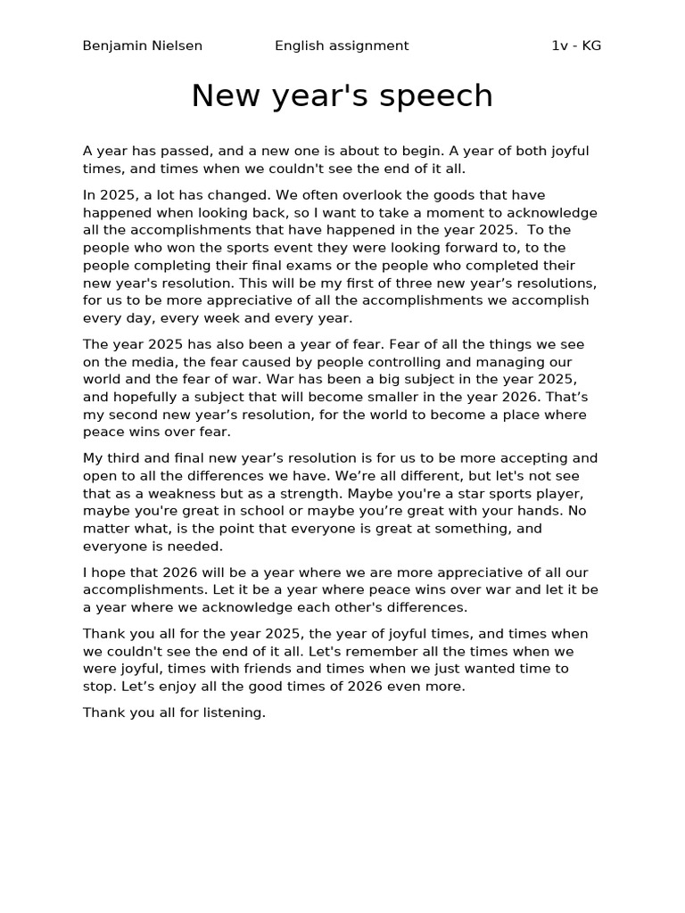 New Year's Speech | PDF