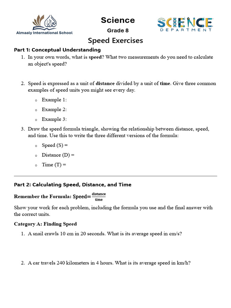 Grade 8 - Speed Exercises | PDF