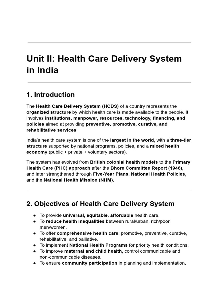 Health Care Delivery System in India | PDF | Health Care | Hospital