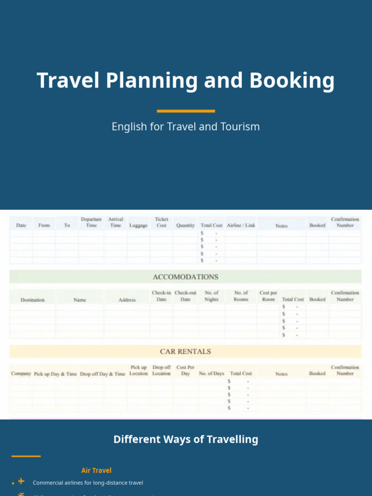 Lecture 2 Planning & Booking Pptx | PDF | Transport | Tourism