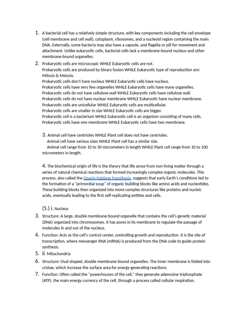 Chukwunenye Mercy Class Assignment | PDF | Cell (Biology) | Eukaryotes