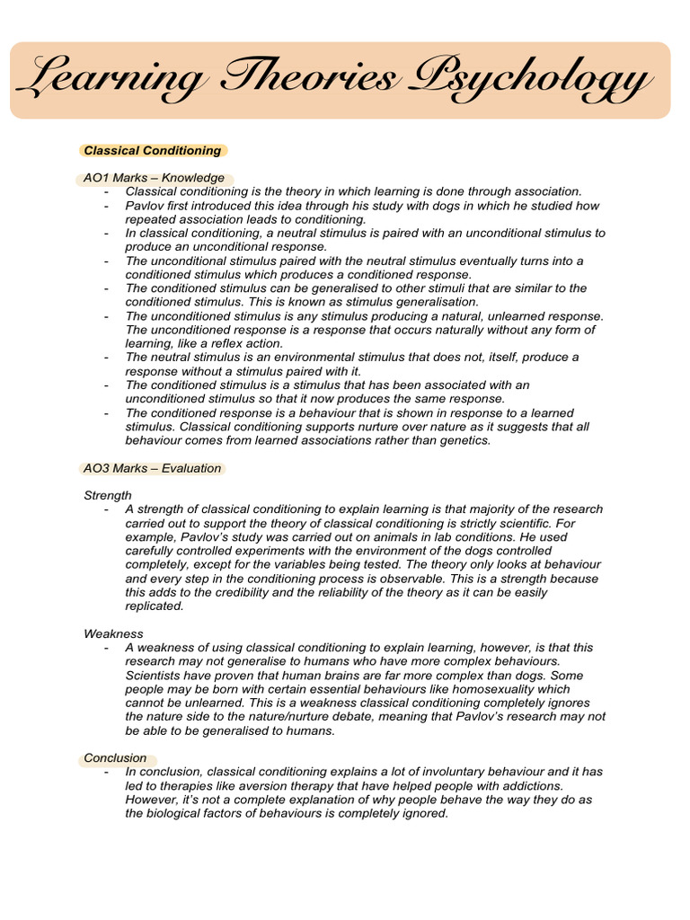 Understanding Classical Conditioning | PDF