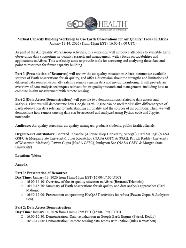 Earth Observations for Air Quality Africa | PDF | Remote Sensing | Data