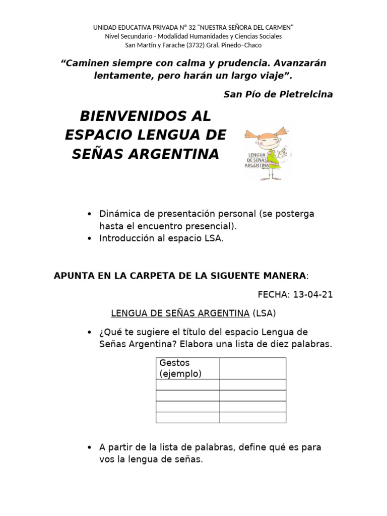 Clase N°1-Actividad de Inicio. | PDF