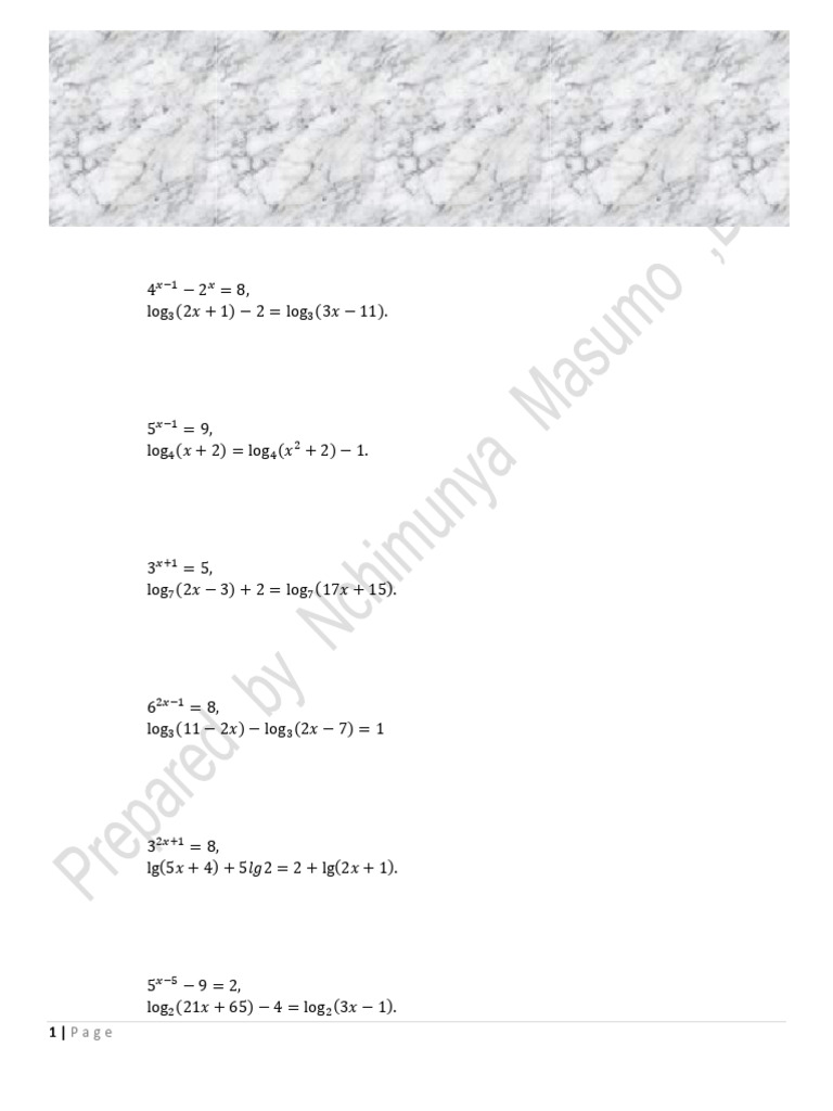 Exponential and Logarithmic Equations Practice | PDF | Logarithm ...