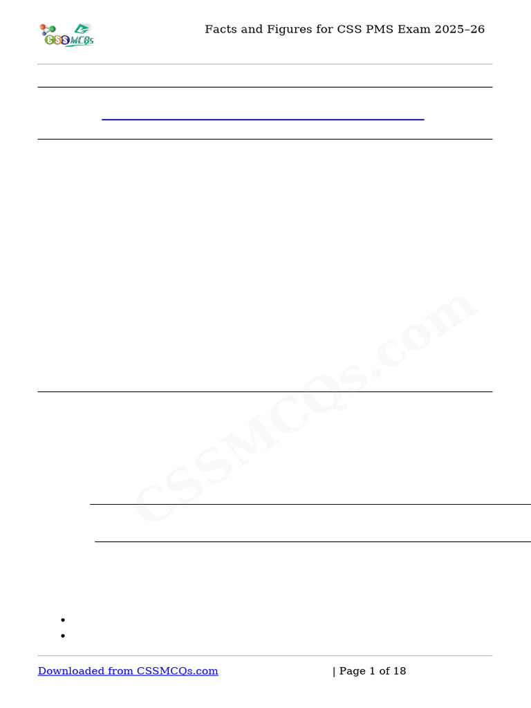 Facts and Figures For CSS PMS Exam 2025-26 - Latest | PDF | Consumer ...