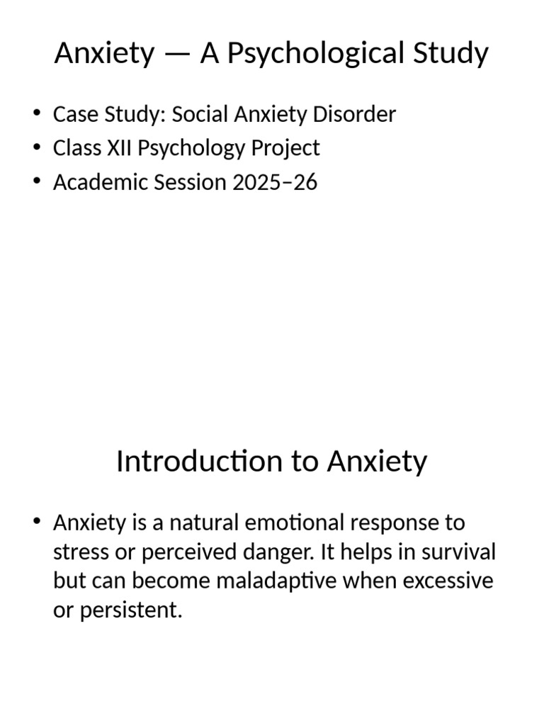 Understanding Anxiety Disorders: A Study | PDF | Anxiety | Anxiety Disorder