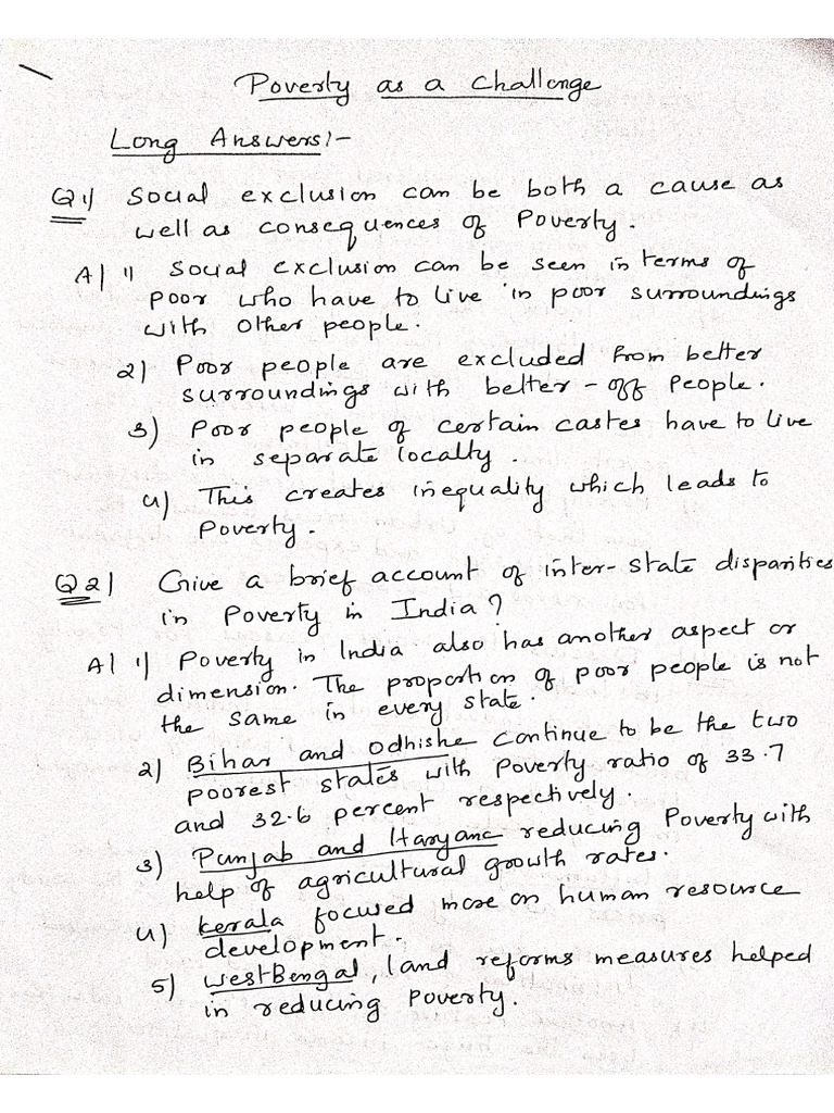 Poverty As A Challenge Notes | PDF