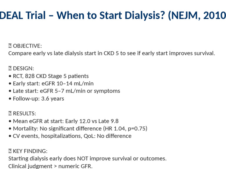 Early vs Late Dialysis Start Outcomes | PDF