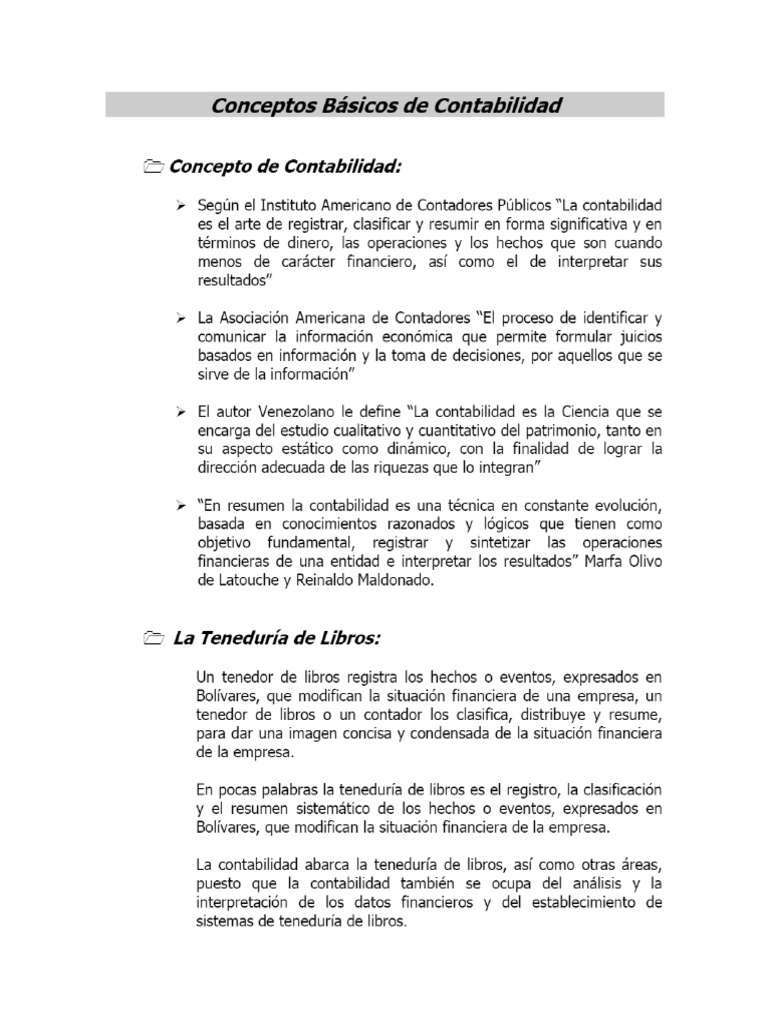 Conceptos Basicos de Contabilidad | PDF