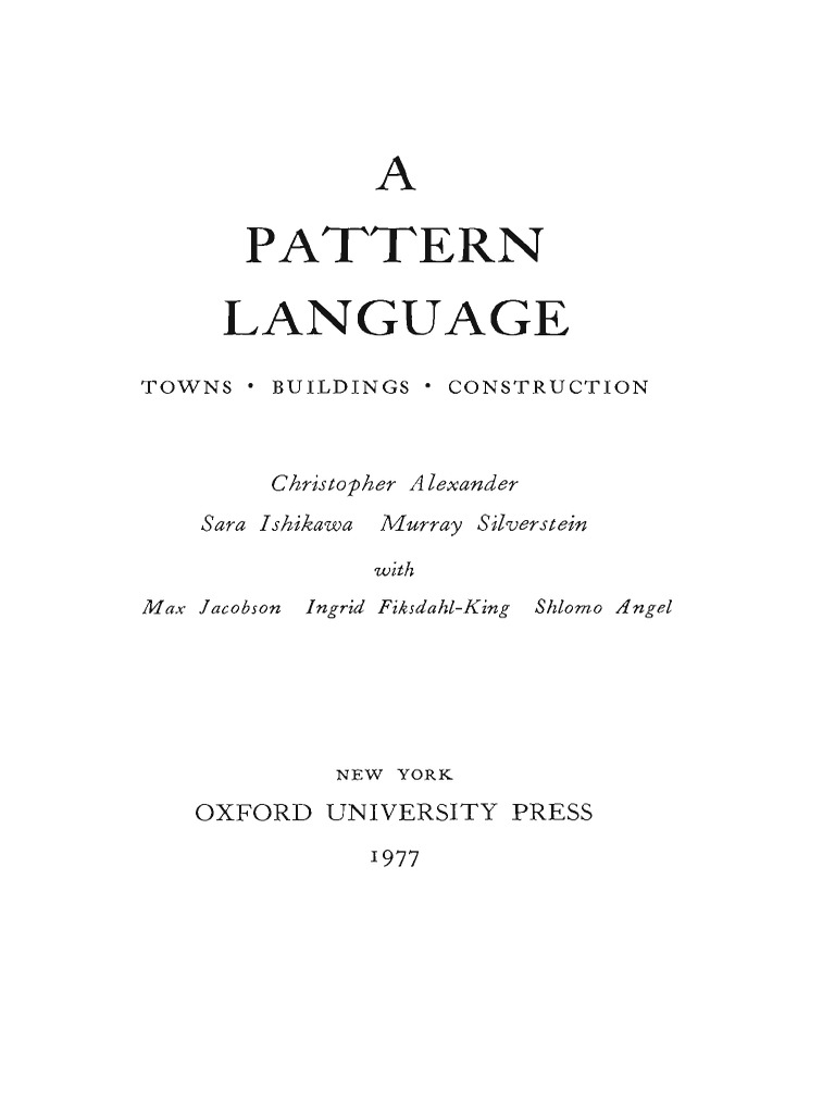Alexander A Pattern Language | PDF