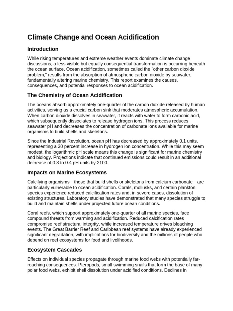 Ocean Acidification: Causes and Impacts | PDF | Ocean Acidification ...