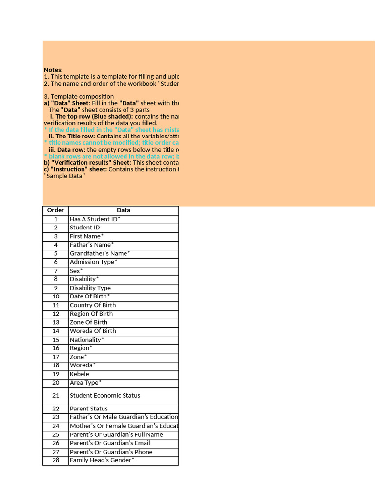 Student Basic Data Template BB Haliilaa | PDF