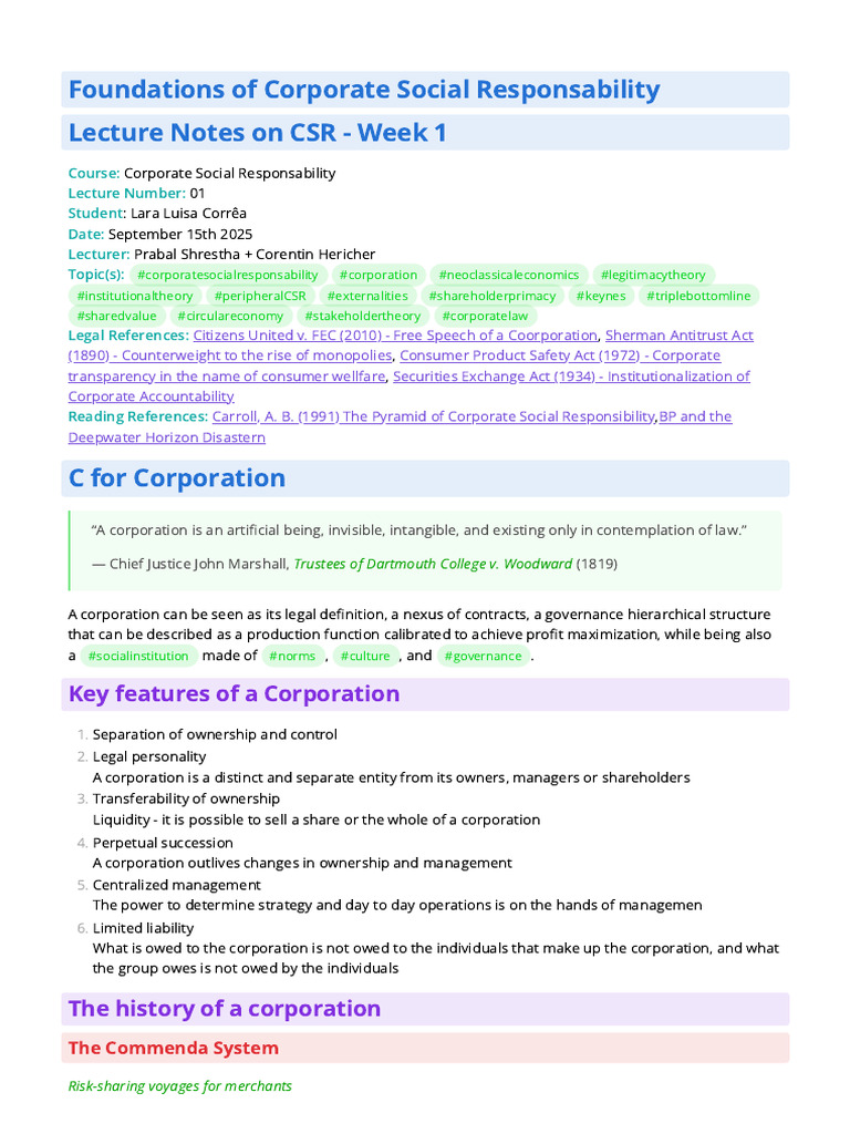 Foundations of Corporate Social Responsability | PDF | Corporate Social ...