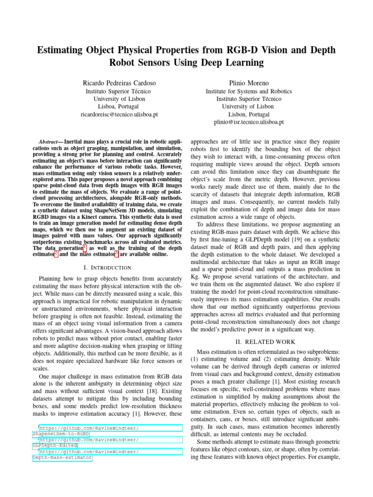 Estimating Object Physical Properties From RGB-D V | PDF | Applied ...