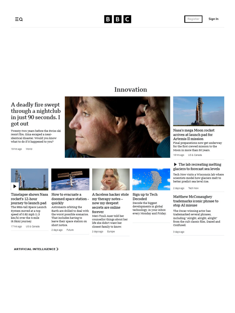 BBC Innovation - Technology, Health, Environmnt, AI | PDF | Nasa