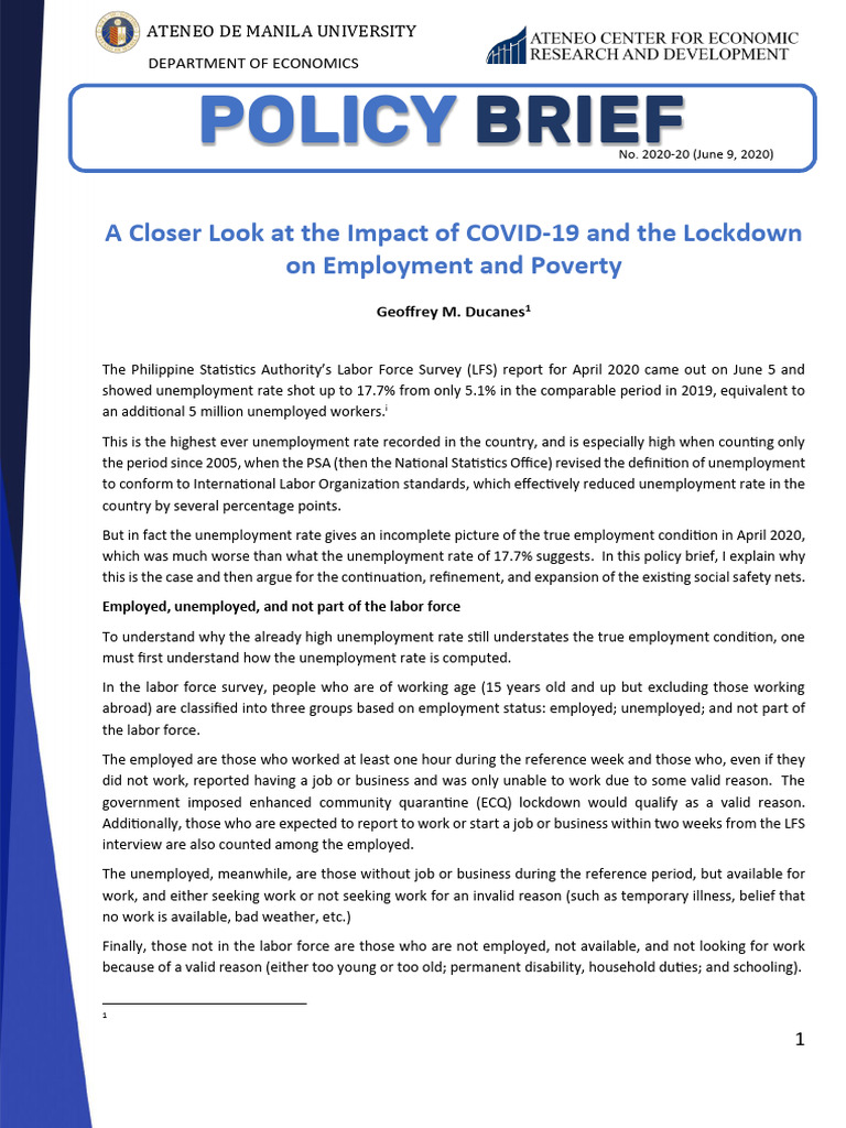 Policy Brief 2020-20 | PDF | Unemployment | Employment
