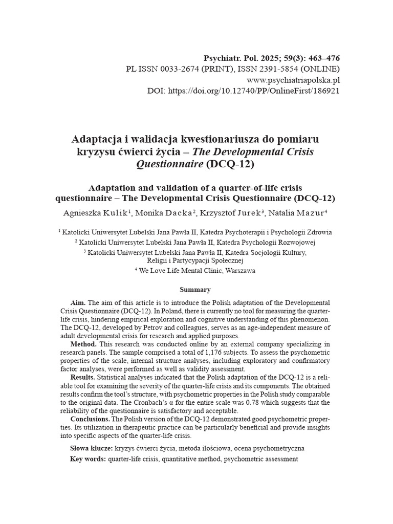 Adaptacja i Walidacja | PDF