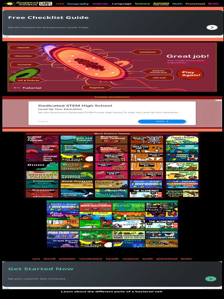 Bacteria Cell - Game - Science - Sheppard Software | PDF