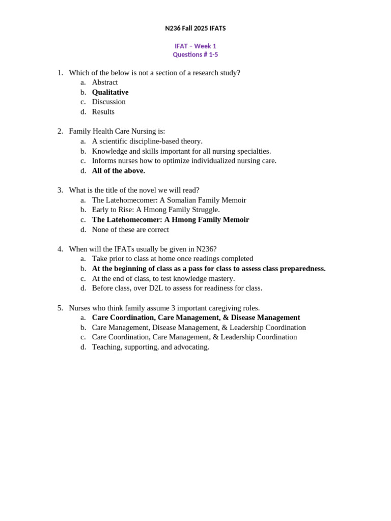 Week 1 IFAT Questions | PDF