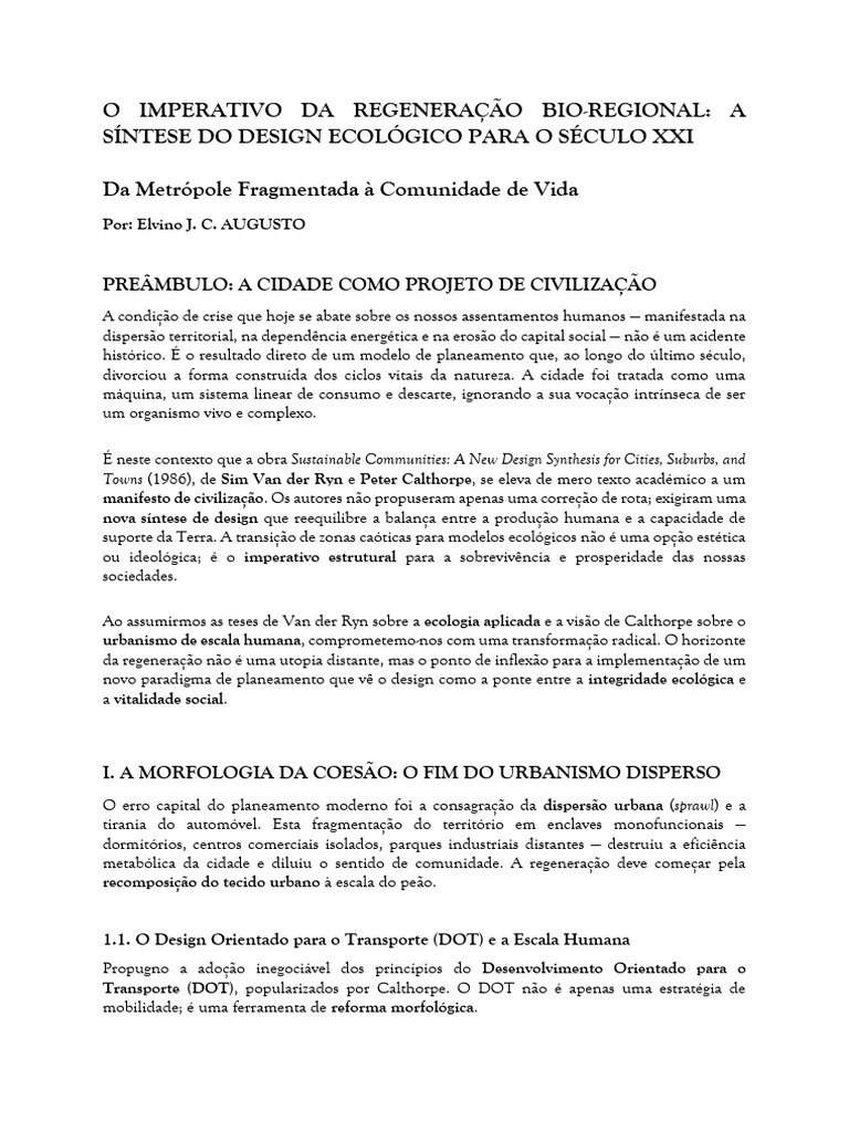 Regeneração Bio-Região: Design Ecológico Urbano | PDF | Cidade ...